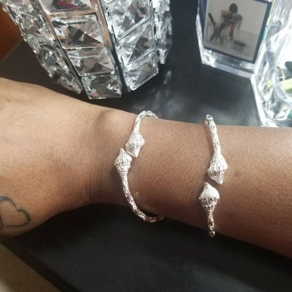 West Indian Bangle Conch Shell With Diamante Pattern Handmade .925 ...