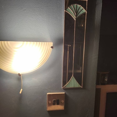 Art Deco Chicago Large Mirror Over Mantel Stained Glass Style 91x61cm ...