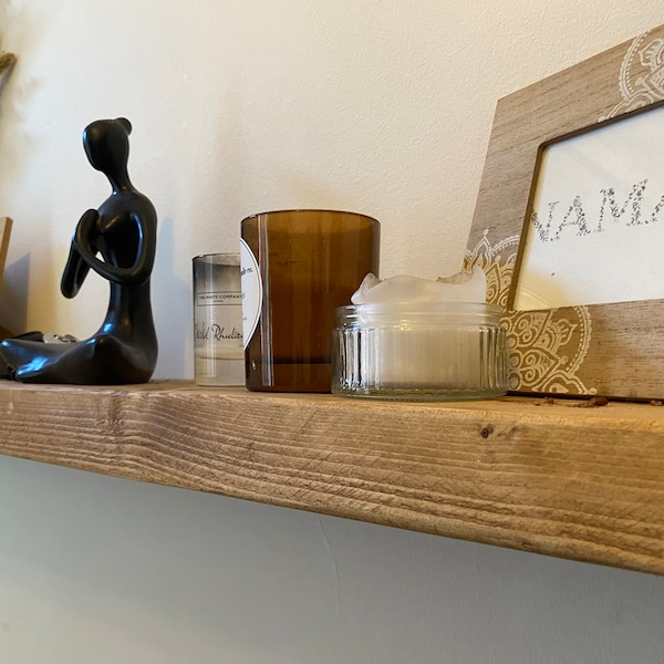 Rustic Wooden Floating Shelf: Sustainable Solid Wood, Handcrafted - Etsy UK