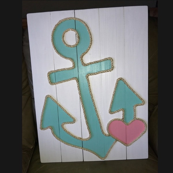 Handmade Beach House With Rope Beach Pallet Art Rope Art Coastal Decor ...