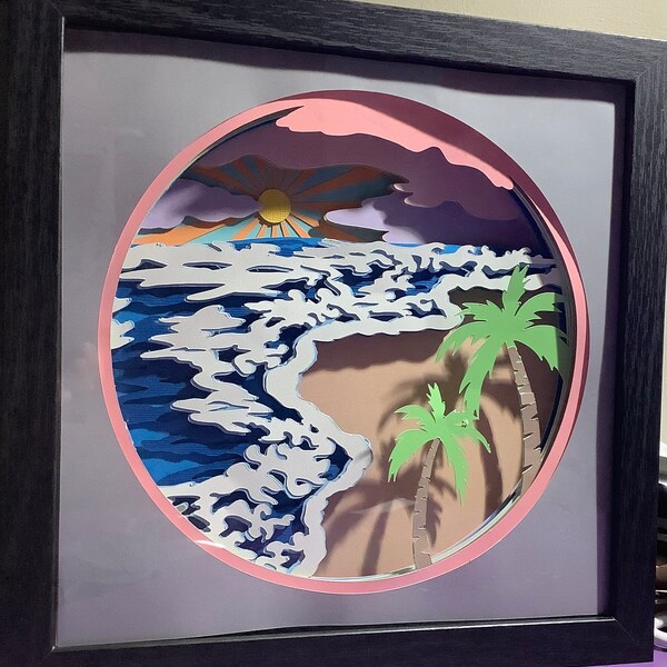 3d Beach Shadow Box Svg 3d Beach Svg 3d Layered Svg Files for Cricut ...