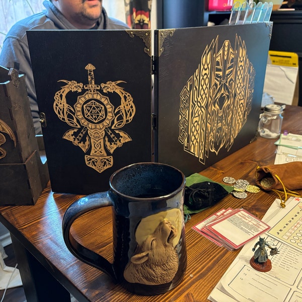 Dungeon Master Screen Wood With Dice Tower, Dnd Dm Screen Magnetic, Gm ...