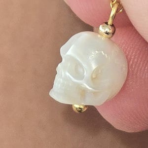 Natural Pearl Skull Necklace Hand-carved Pearl Skulldainty Pearl Skull ...