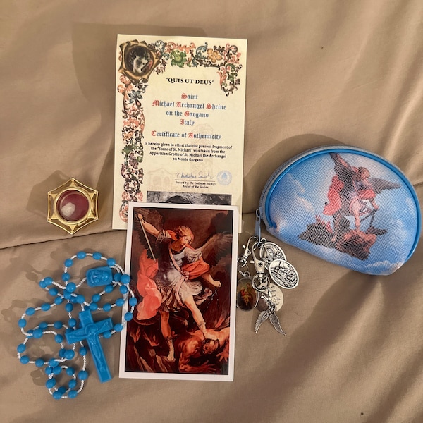 Spiritual Warfare Kit - Stone of Saint Michael the Archangel Relic Pack ...