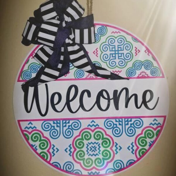 Wooden Hmong Print Welcome Sign | Hmong Print Door Sign | Hmong Print ...