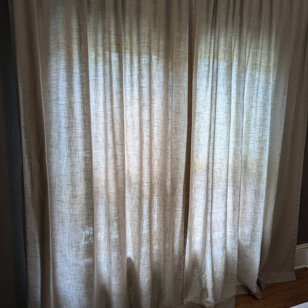 Extra Wide Thick Linen Curtains for Living Room, Heavy Linen Drapery ...