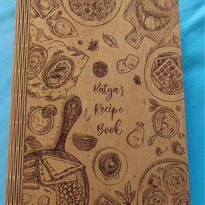 Personalized Wooden Recipe Book Binder Custom Journal Cookbook | Etsy