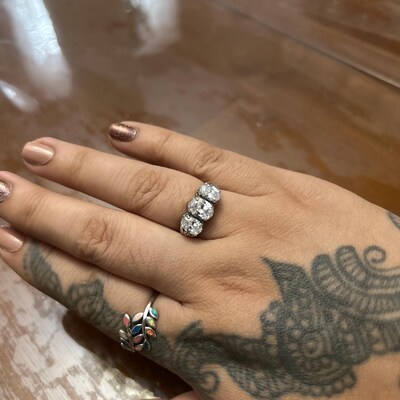 Ruby Ring/ Sterling Silver/ 20ct Big Huge Square Cut Simulated Red Gem ...