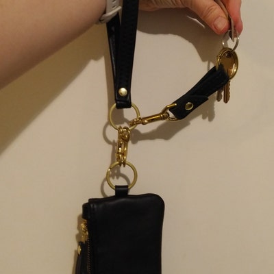 Leather Keychain Zip Around Wallet, Leather Credit Card Wallet, Keyring ...