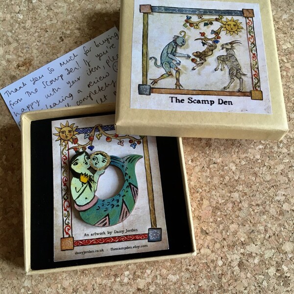 Devil Brooch Hand Painted Pin Laser Cut Wooden Handmade Demon - Etsy