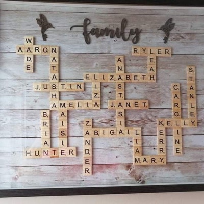 Scrabble Family Name Frame Art, Family Tree Wall Art, Scrabble Tile ...