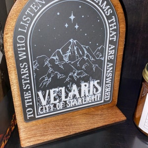 Velaris City of Starlight ACOTAR Bookshelf Sign Wooden Shelf Sitter ...