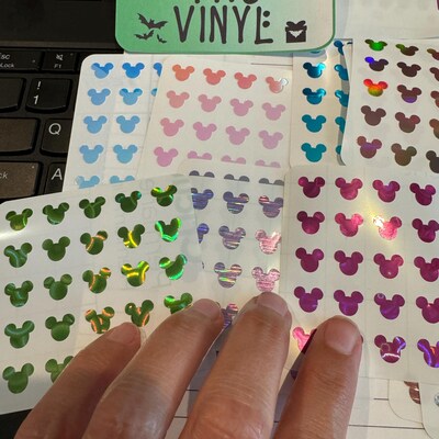 Mini Mickey Head Vinyl Planner Stickers // 8mm Iridescent Stickers ...