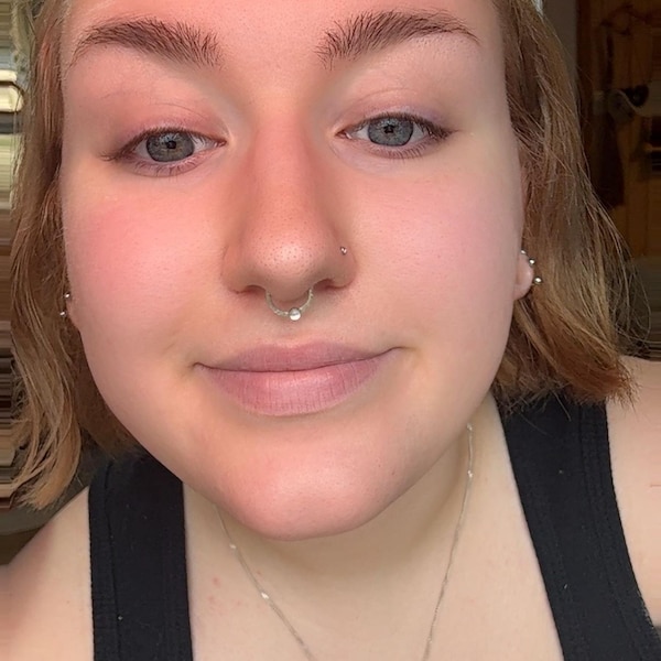 Double Nose Chain With Opal in Sterling Silver, Nose Chain for Double ...