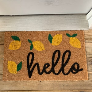 Hello Lemon Doormat Summer Welcome Mat Lemon Decor - Etsy