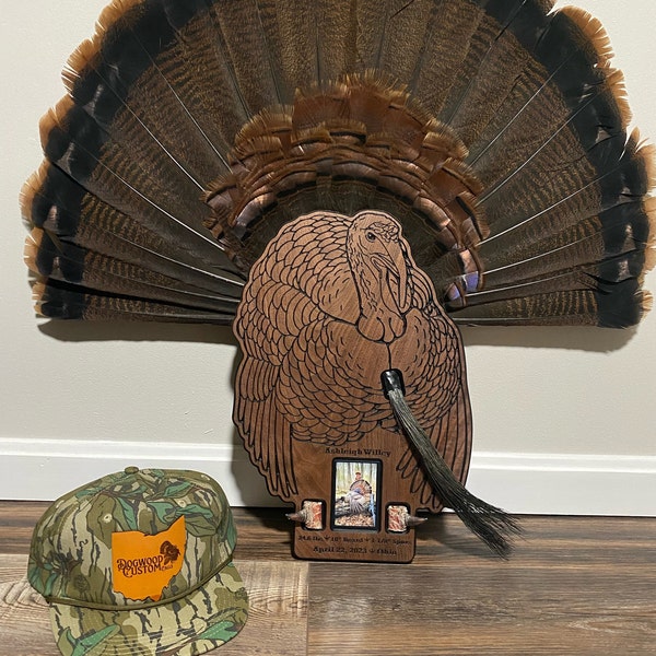 Custom Turkey Plaque Tail Mount, Personalized, Unique Fan, Beard, and ...