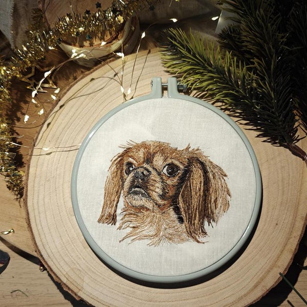 Pet Embroidery, Hand Embroidered Portait of Your Pet Cat Portrait. Dog ...