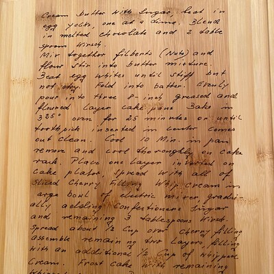 Handwritten Recipe Cutting Board Bamboo - Etsy