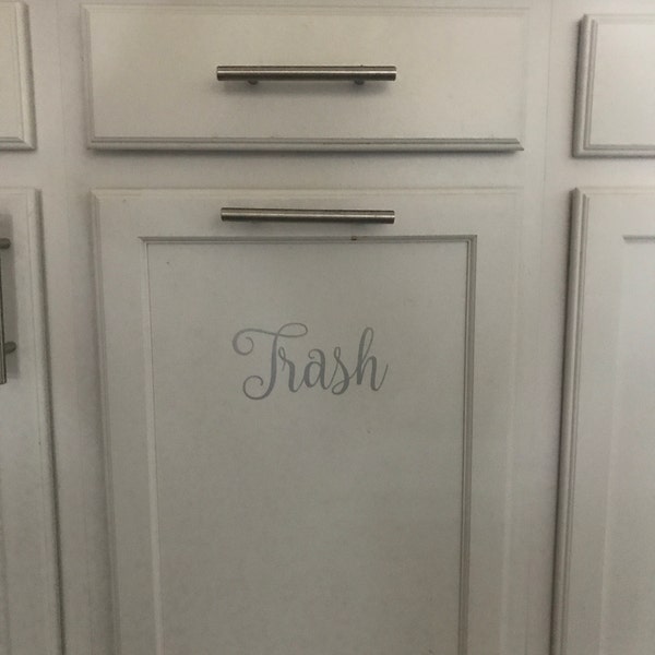Trash Vinyl Sticker - Kitchen Pantry Organization Label - Die Cut Decal ...