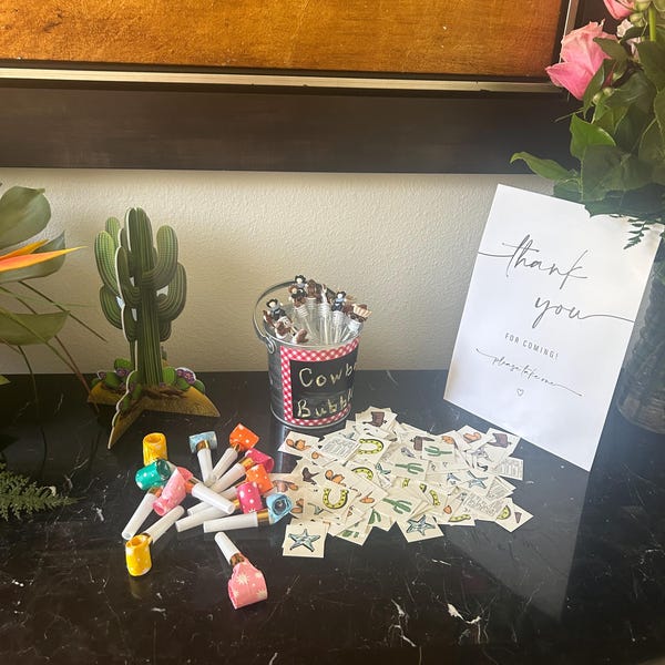 Cowboy Bubble Favor Wand Tube Country Wild West Western First Rodeo ...