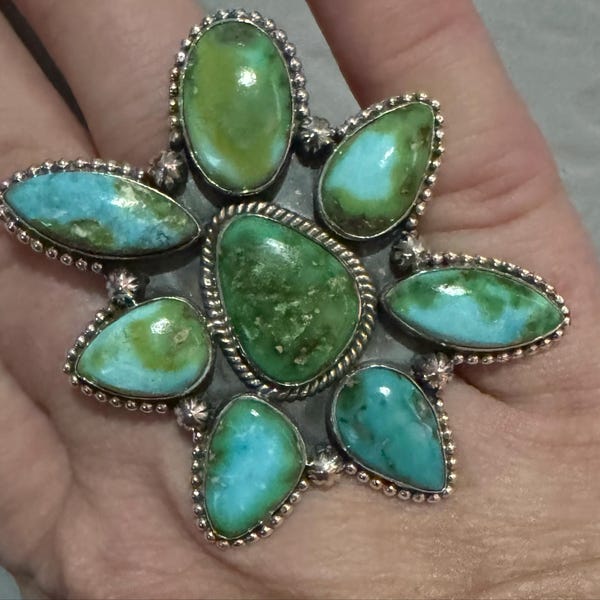 Benjamin Becenti Golden Hill’s & Sonoran Gold Turquoise Sterling Silver ...