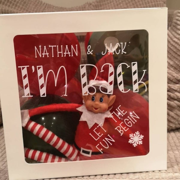 Personalised Elf Box Stickers | Elf Box Decals | I'm Back Stickers ...