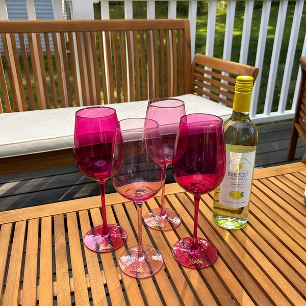 Barbie Pink and Magenta Tall Stemmed Wine Glasses, Premium Cocktail ...
