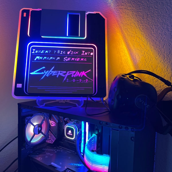 Cyberpunk 90s Floppy Disk Game Room Decor | Retro Diskette Wall Night ...
