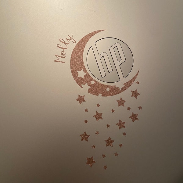 Moon and Star Shower Falling Stars Vinyl Decal | Falling Stars Decal ...