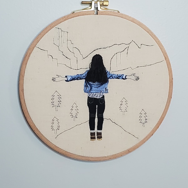 Embroidered Girl With 16 Cm Hoop, Embroidery Art, Hoop Art, Girl ...