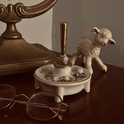 Vintage Ring Holder Ring Display Jewelry Organizer Brass Finial ...