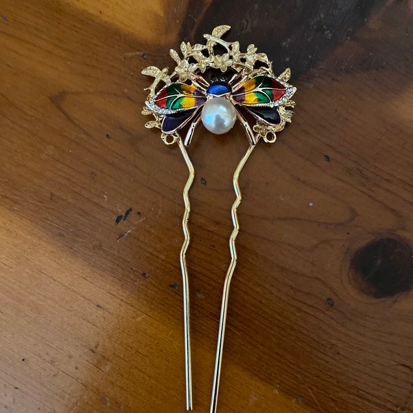 Gold Warrior Hair Pin - Gothic Sword, Dagger Hair Stick, Gemstone Hair ...