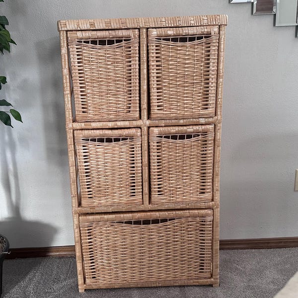 Wicker Shelving Unit Etagere Shelf,boho Furniture Decor,book Plant ...