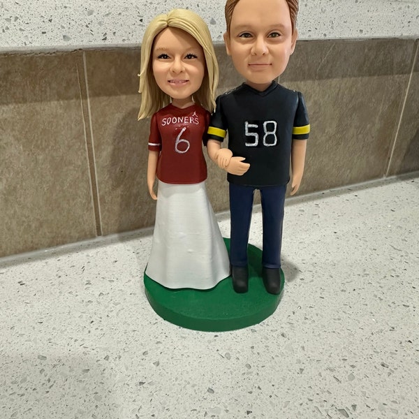 Football Wedding Cake Topper Football Bobblehead Cake Topper Wedding ...