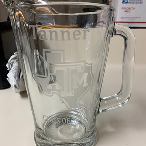 Ring Dunk Pitcher Aggies Texas A&M inspired Etched Glass | Etsy