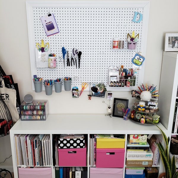 44" X 35" Beautiful Framed Pegboard | Peg Board Organizer | Craft Room ...