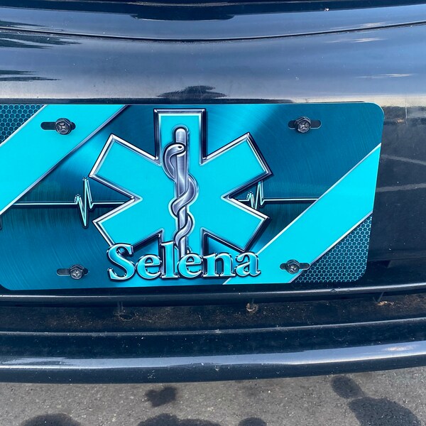EMT - Custom License Plate - EMS - Star of Life - Black - Etsy