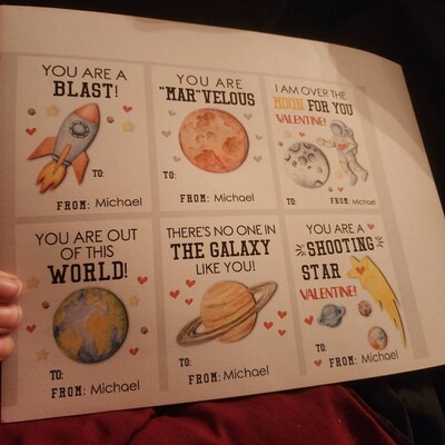 Editable Outer Space Valentine Tags, Space Valentine Cards , Kids ...