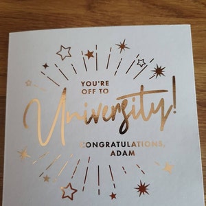 Off to University Card Personalised Congratulations - Etsy