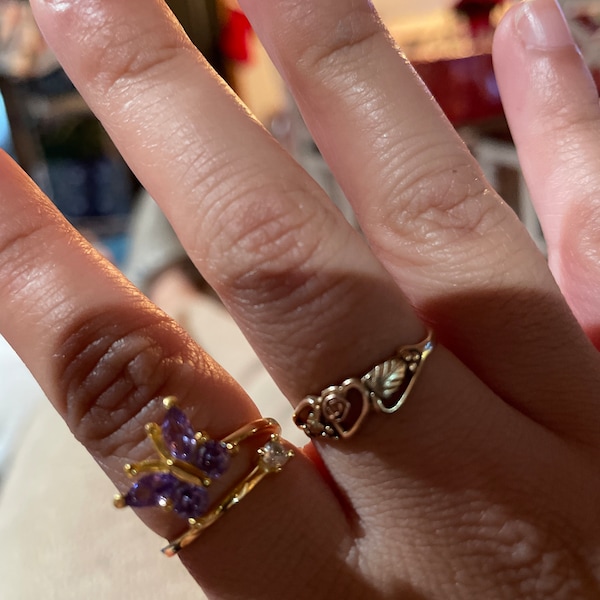 PERIMADE Butterfly Fidget Spinner Ring • Gold Purple Butterfly Spinning ...