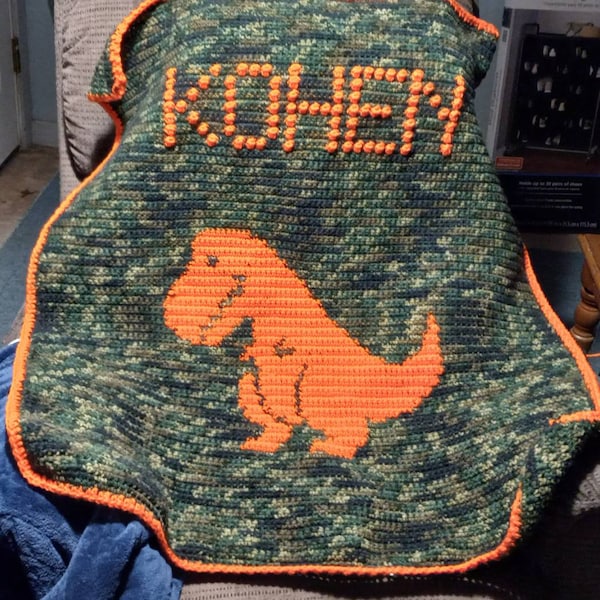 Dinosaur Kids Afghan C2C Crochet Pattern, Graph and Written Row by Row ...
