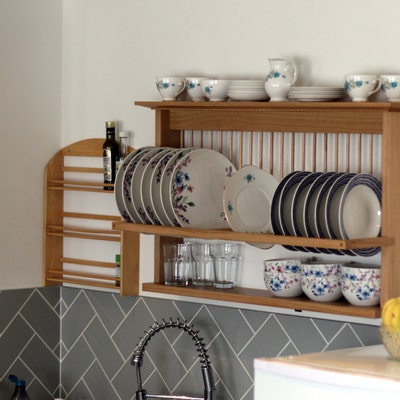 Handmade Solid Wood Plate Rack - Etsy UK