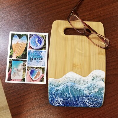 Ocean Wave Bamboo Cutting/cheese Board Made With Epoxy Resin, Rectangle ...