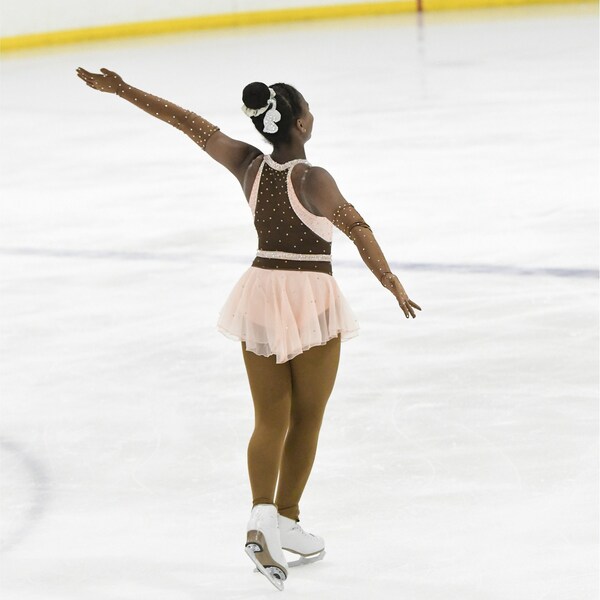 White and Gold Figure Skating Competition Dress, Rhinestone Competition ...