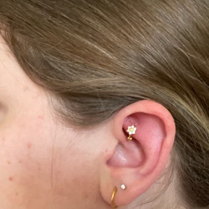 Tiny Sunflower Rook Hoop Earring Helix Hoop Rook Earring Helix Diamond ...