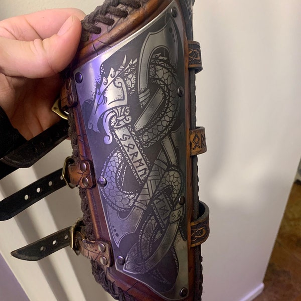 Einherjar Viking Bracers Full Leather Larp Cosplay Medieval - Etsy