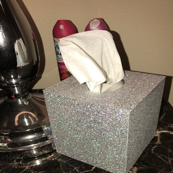 SILVER GLITTER TISSUE Box Cover-super Sparkling Octagon/prisma Glitter ...