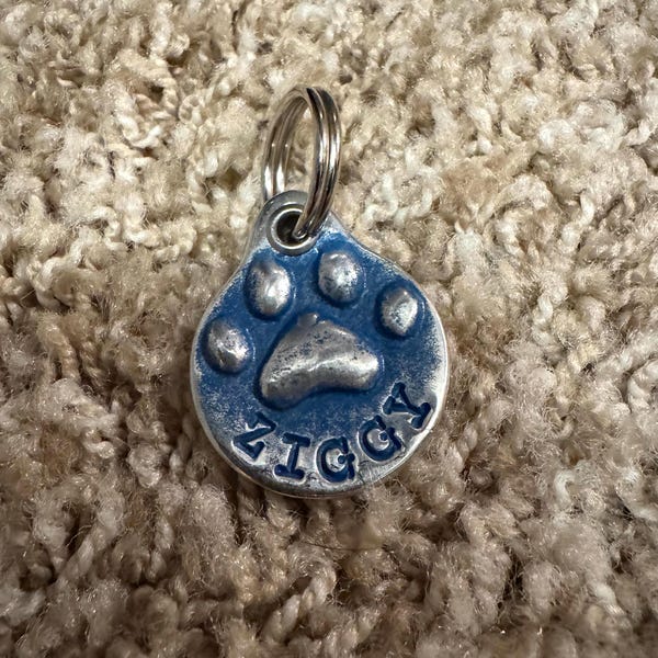 Handmade Pewter Paw Print Dog Tag: Personalized Pet ID - Etsy