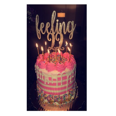 Feeling 22 Cake Topper, Glitter Birthday Cake Topper, 22nd Birthday ...
