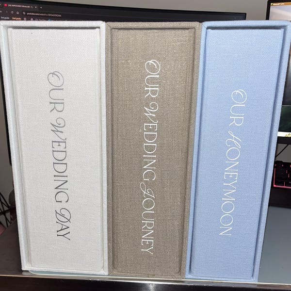 Linen Wedding Photo Album - Modern Wedding Gift, Anniversary Scrapbook ...